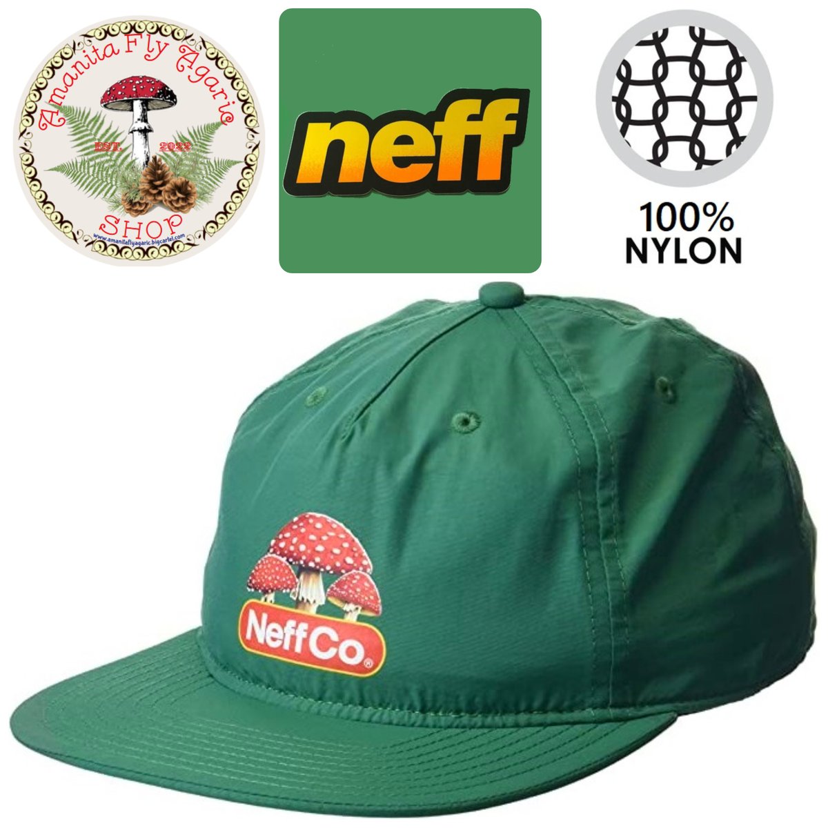 🍄 Amanita "Microdose" Unstructured Green NEFF Cap / Hat - One Size ...