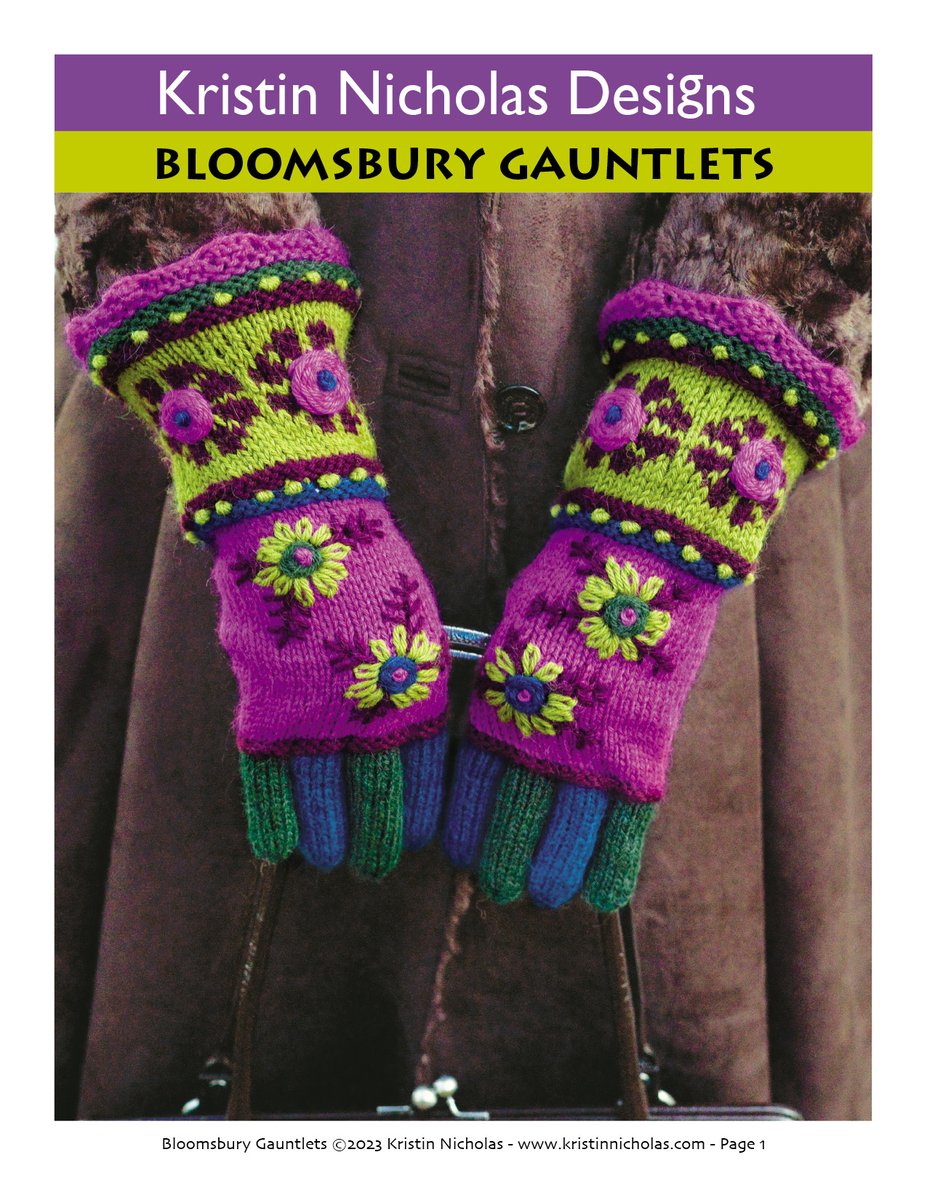 Knit PDF - Bloomsbury Gauntlets Knit Gloves | KristinNicholasDesigns