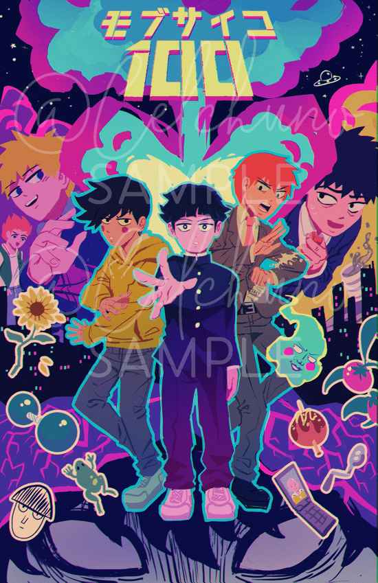 MOB PSYCHO 100 Heart Explosion Holographic Print | celchuno