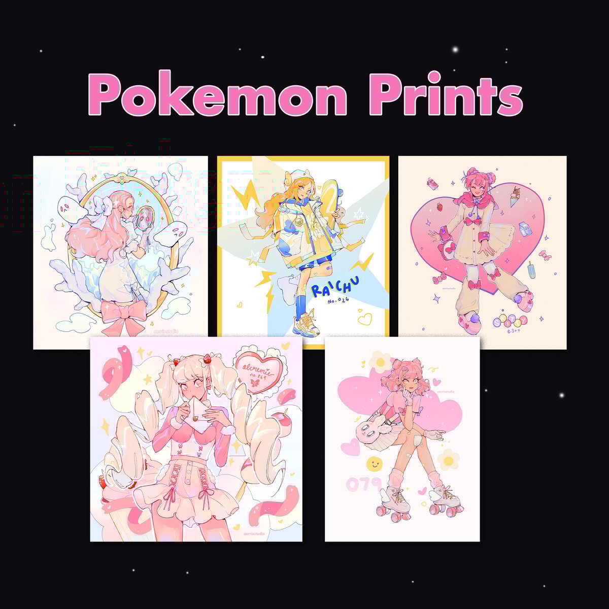 POKEMON INSPIRED PRINTS (A5/SQUARE) | aerriestudio
