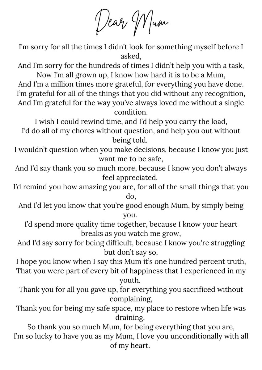Dear Mum poem | Mark my words