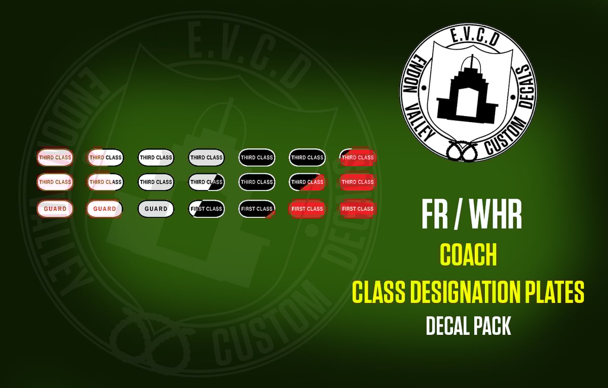 FR / WHR Class Designation Plates decal Pack | Endon Valley Custom Decals