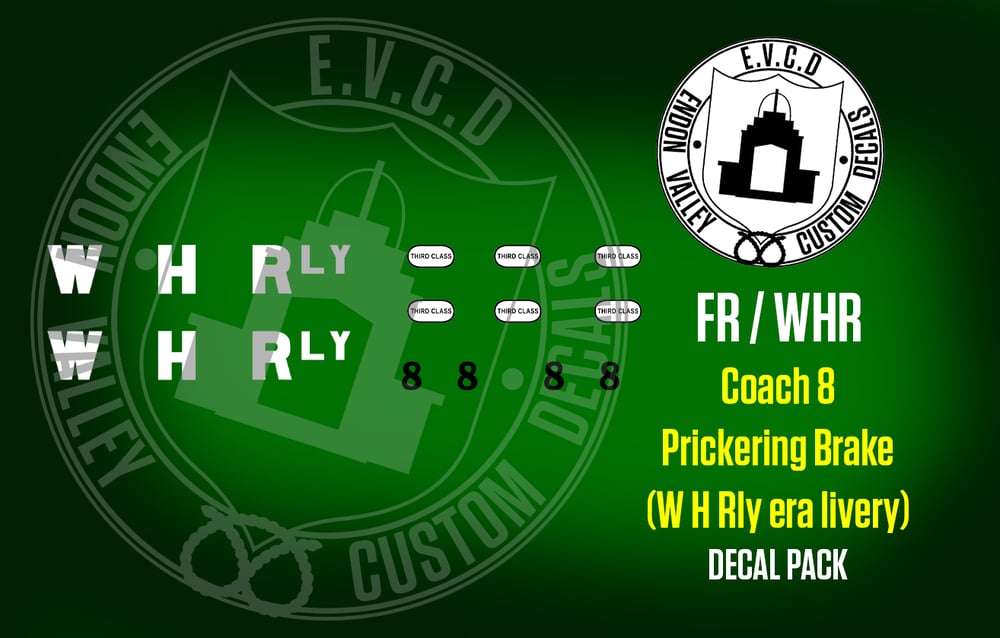 WHR Coach 23 / 23 Buffet livery / Coach 8 (Pickering Brake) decal packs ...