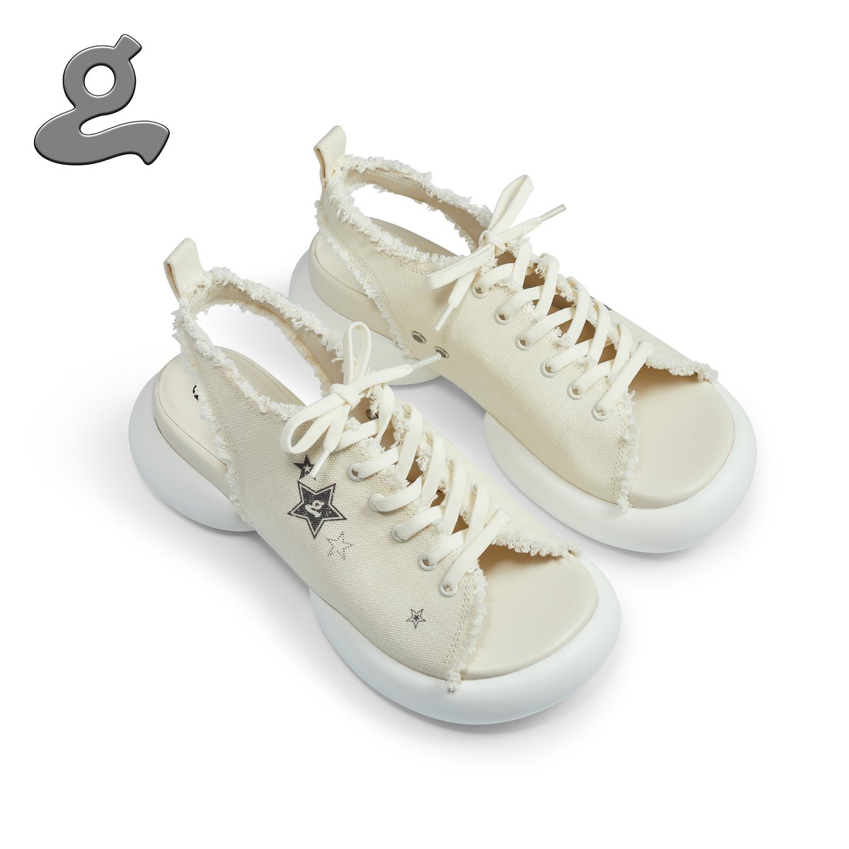 White Logo Lace-up Sandals | GRAPE