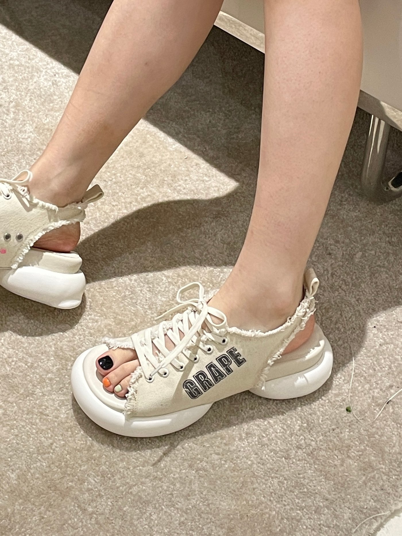 White Logo Lace-up Sandals | GRAPE