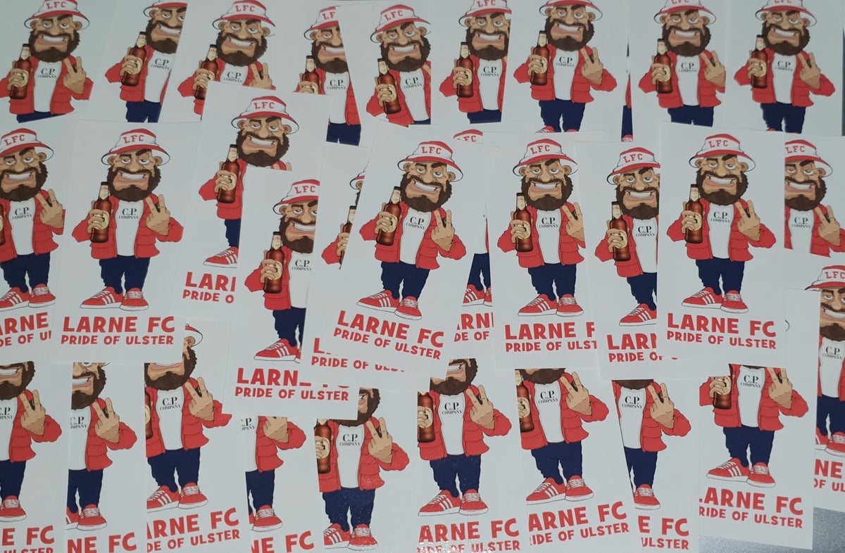 Pack of 25 10x5cm Larne Pride of Ulster Football/Ultras Stickers ...