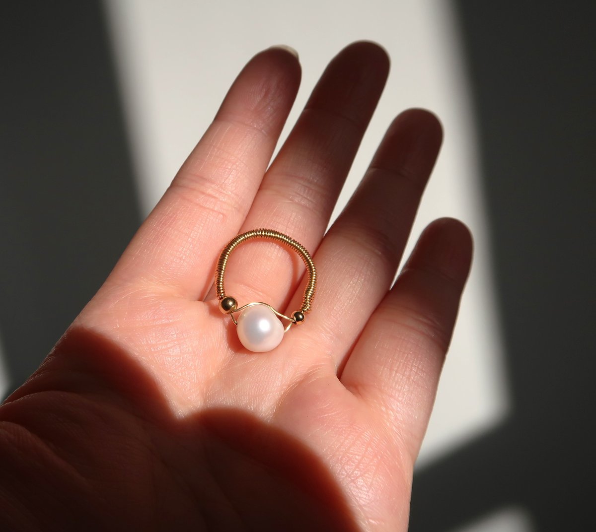 one pearl ring 天然异形珍珠绕线戒指 | Silver Luna Studio