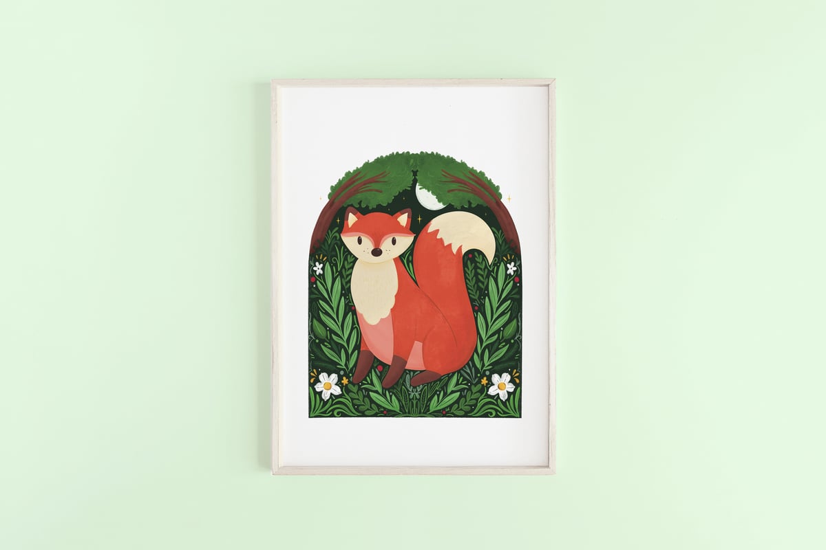 A4 Night Fox Print | Jess Bright Design Shop