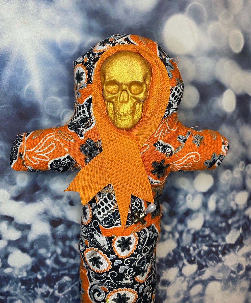 Orange and Gold Day Of The Dead Fabric Voodoo Doll For Good Luck by ...