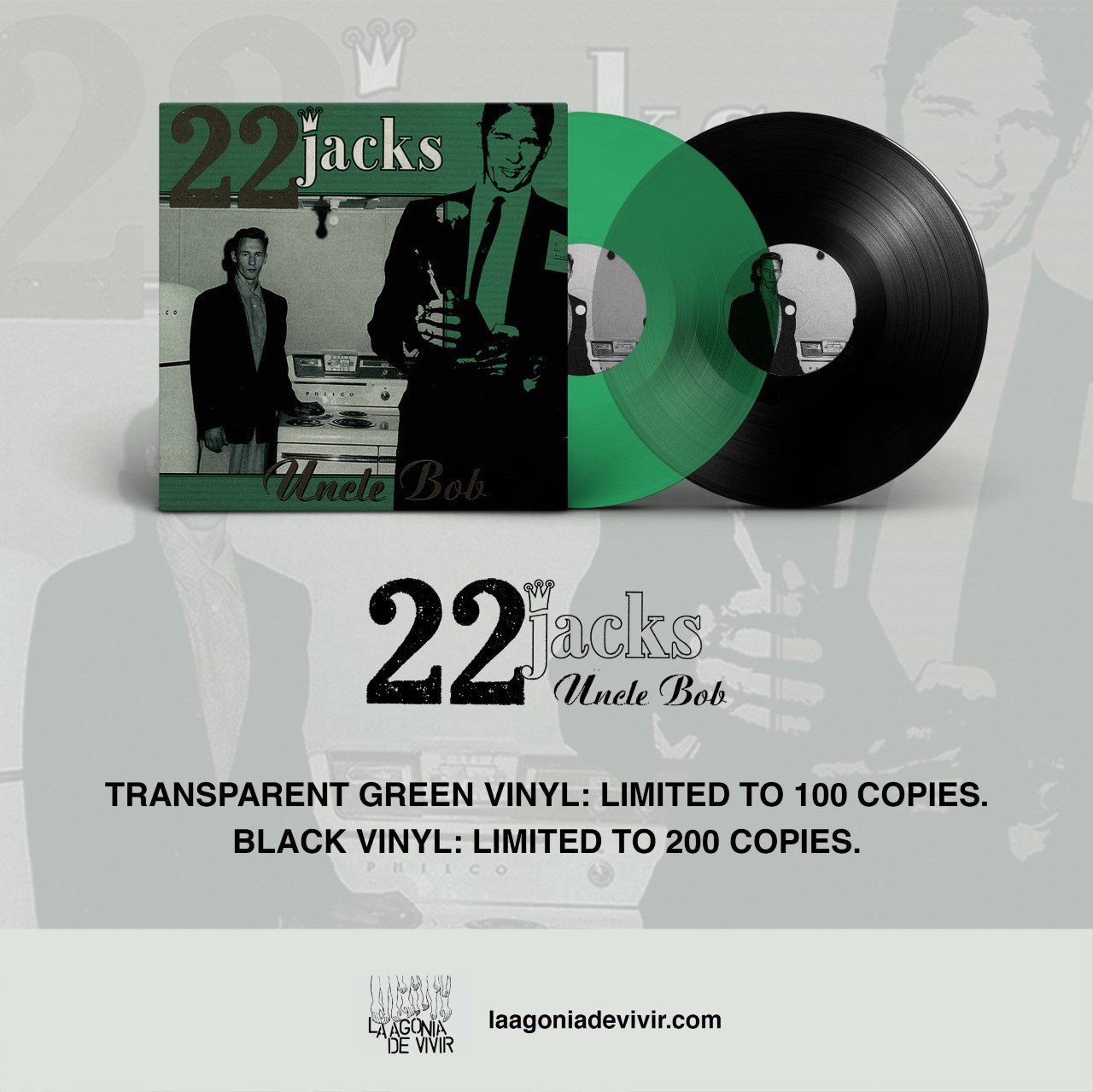 LADV186 - 22 JACKS "uncle Bob" LP REISSUE / La Agonía de Vivir