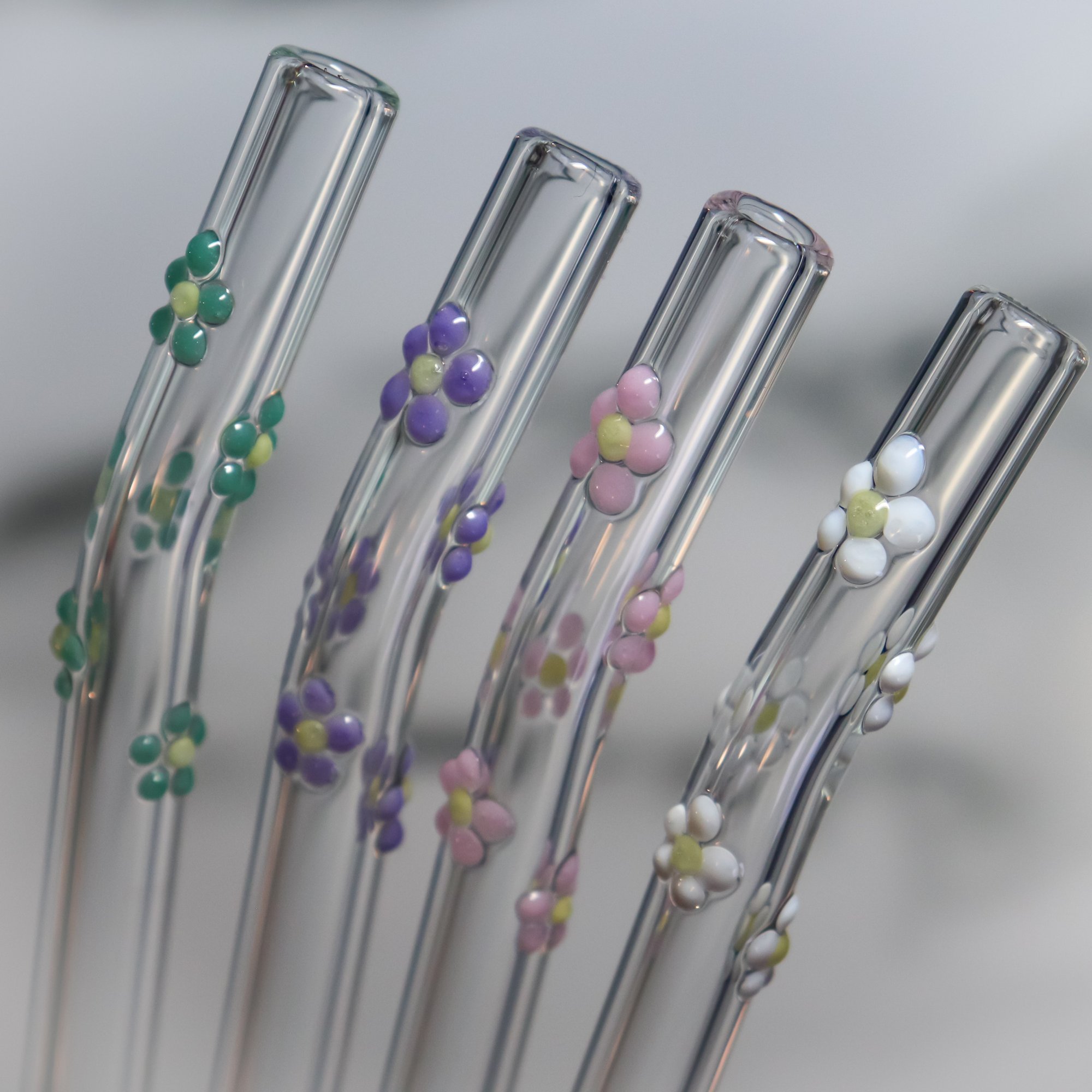 Swirl of Flowers Glass Straw | Bow Valley Straws