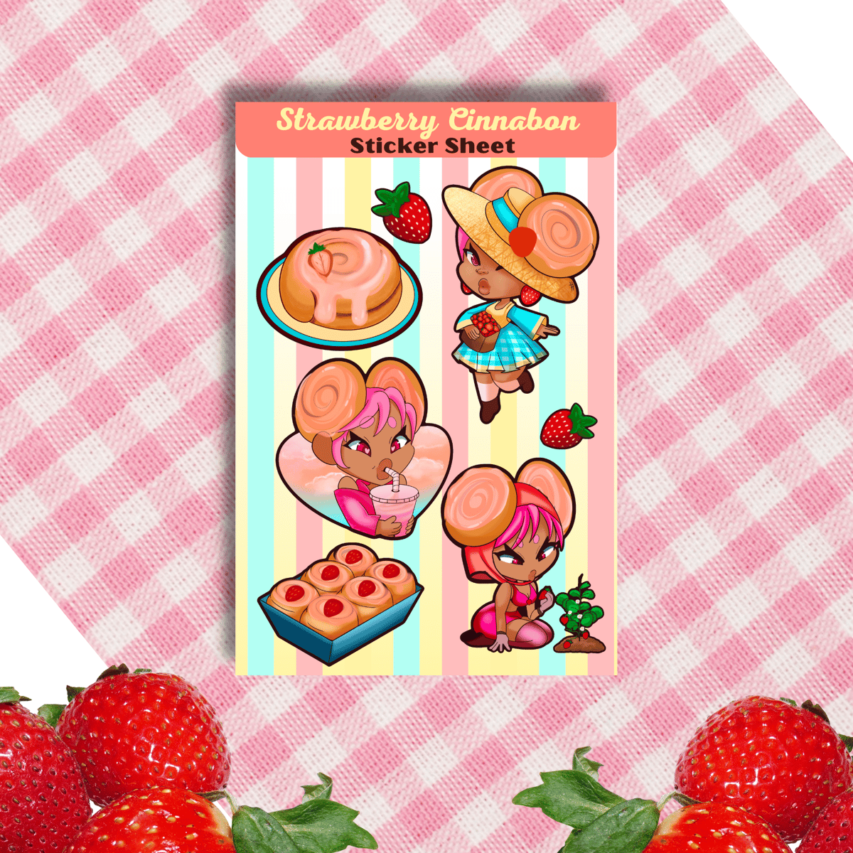 Strawberry Cinnabon Sticker Sheet | lunabunneh