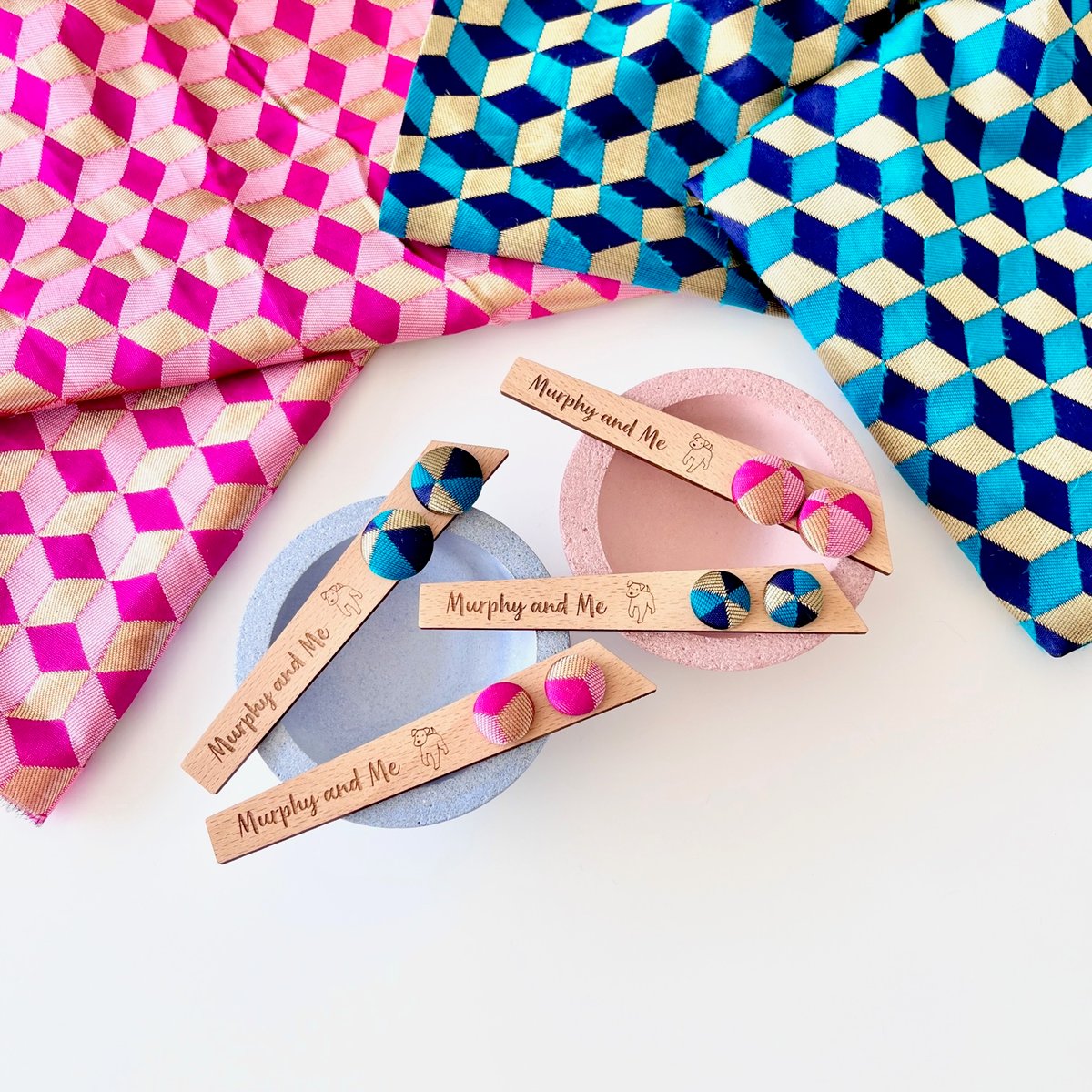 Murphy and Me — Geo Colour Fabric Studs