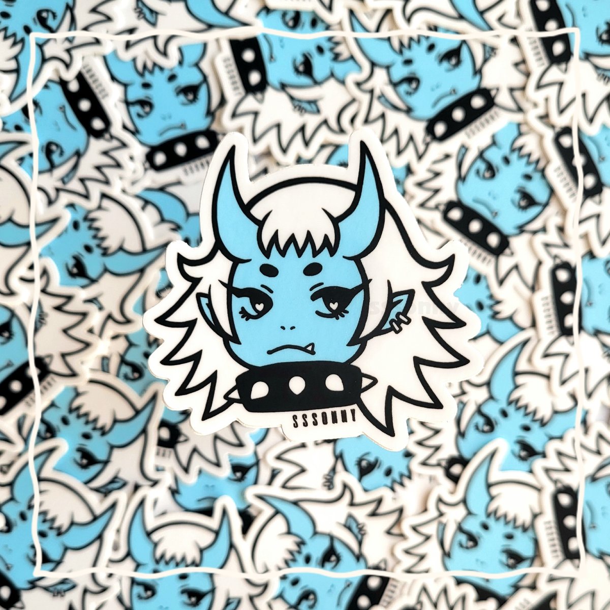 Cyan Oni Punk Vinyl Sticker | SSSONNY