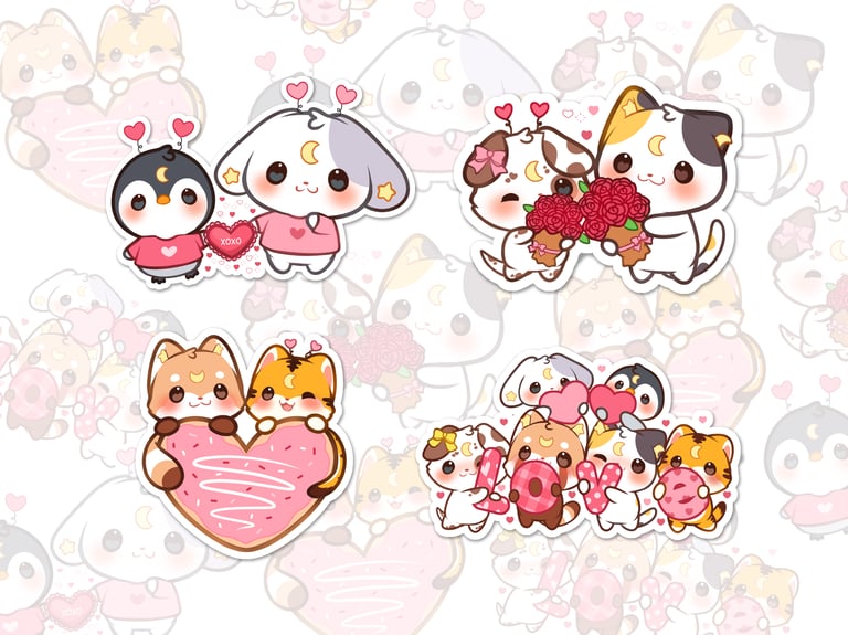 Mochi & Friends Love Sticker | MaeMunchiesCo