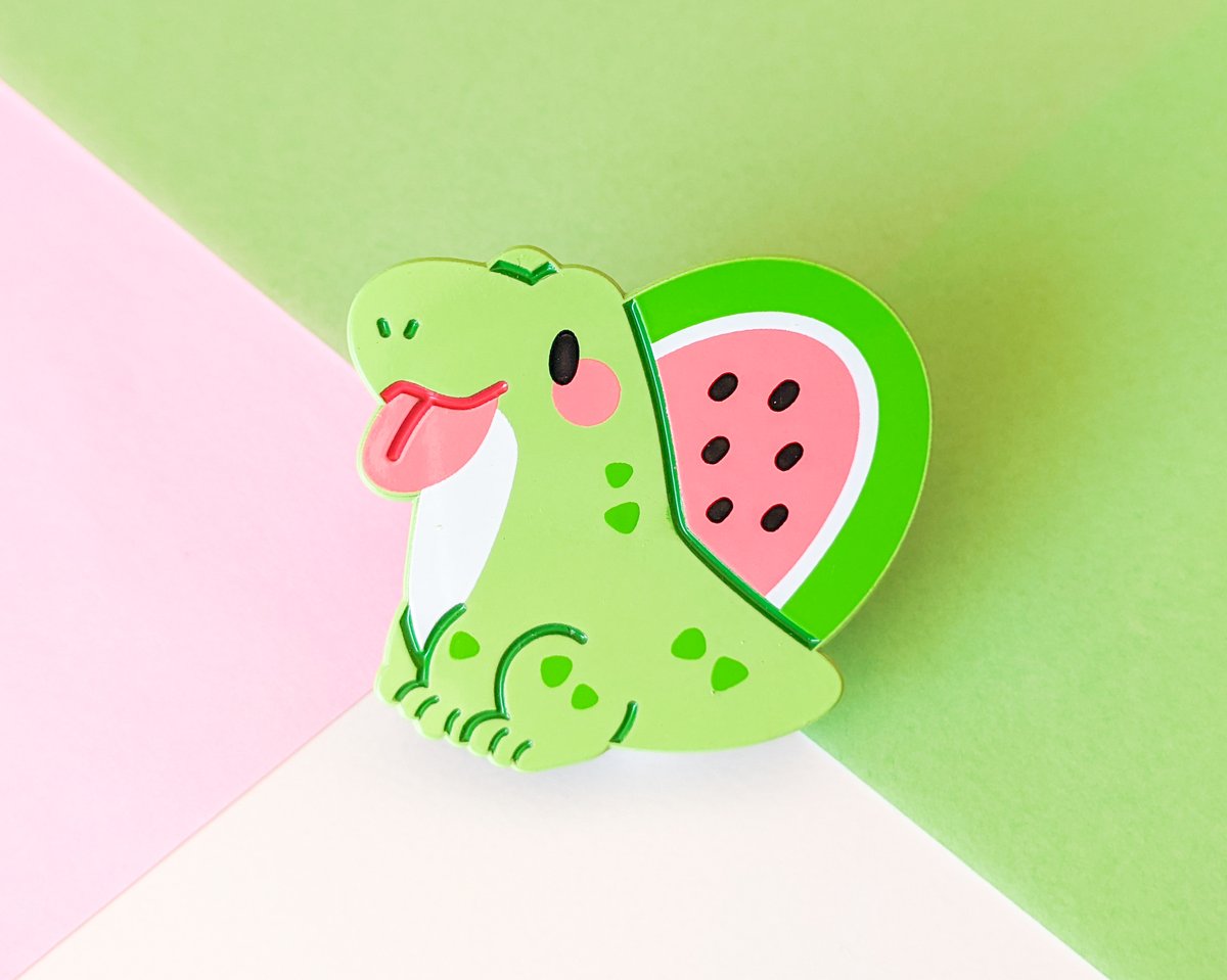 Watermelon Dimetrodon Enamel Pin | ChaobunnyArts