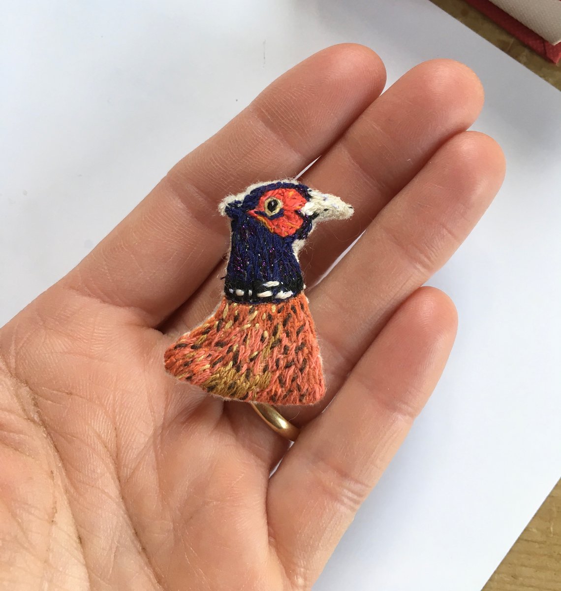 Pheasant Embroidered Brooch | theaccidentalstitcher.co.uk