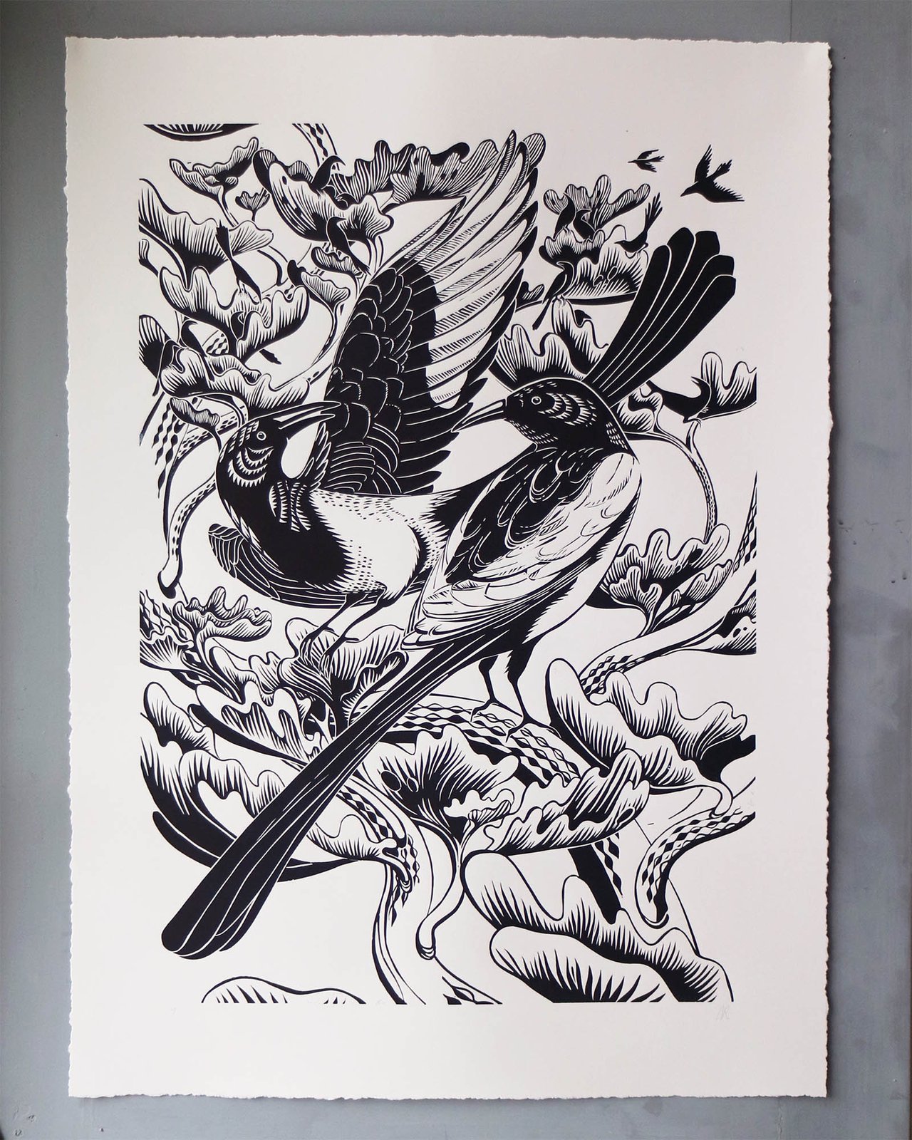 Magpies! - Linocut Print | natasharussell