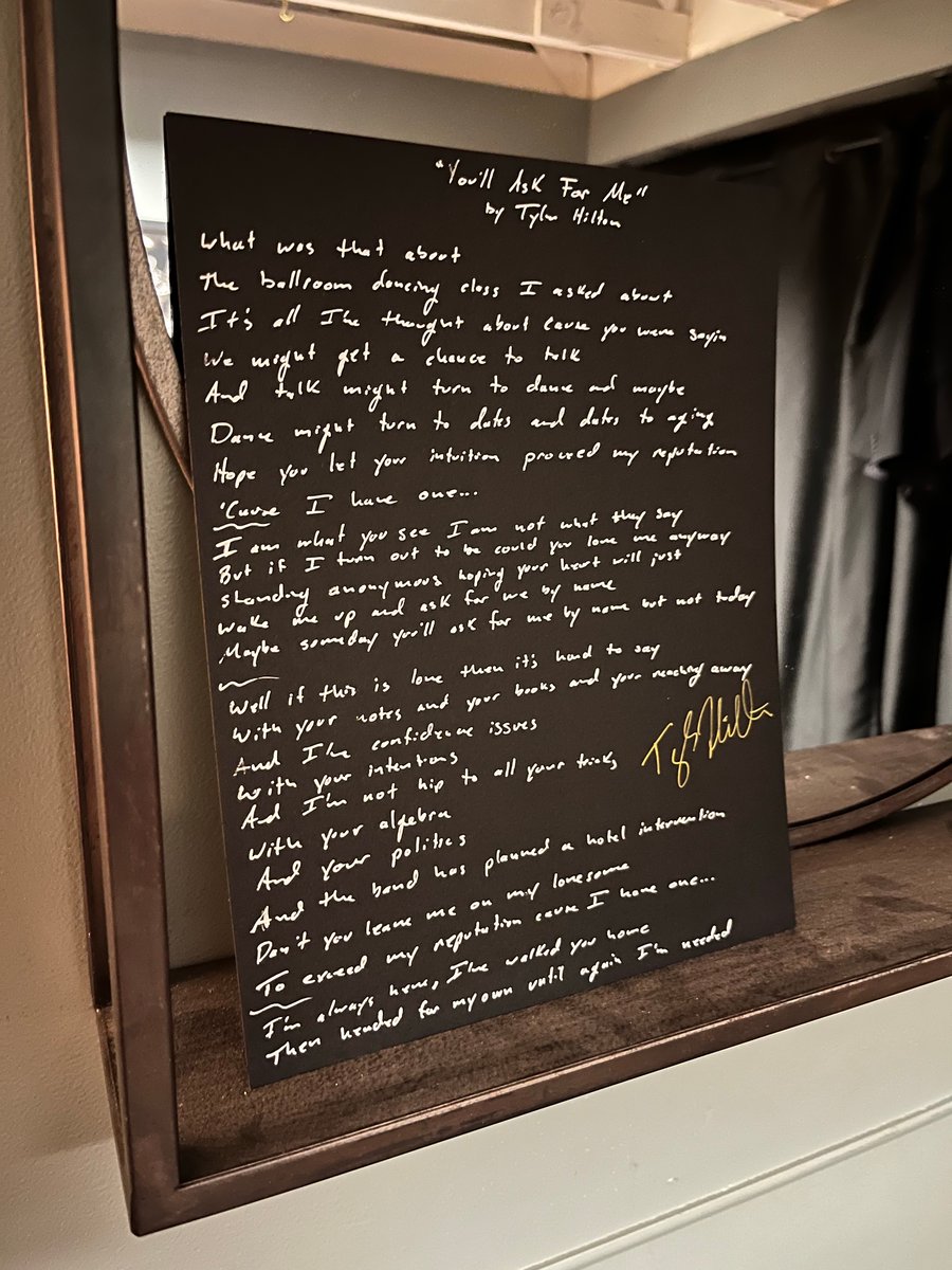 Handwritten Lyric Sheet | Tyler Hilton