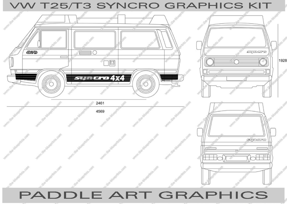 VW T25/T3 SYNCRO 4X4 GRAPHICS STRIPE KIT | Paddle Art
