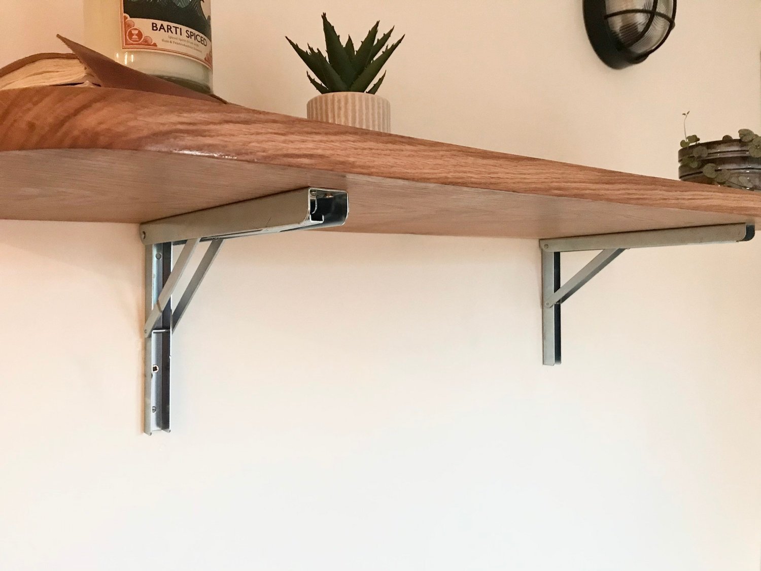Solid oak wall mounted folding breakfast bar, home office NO BRACKETS ...