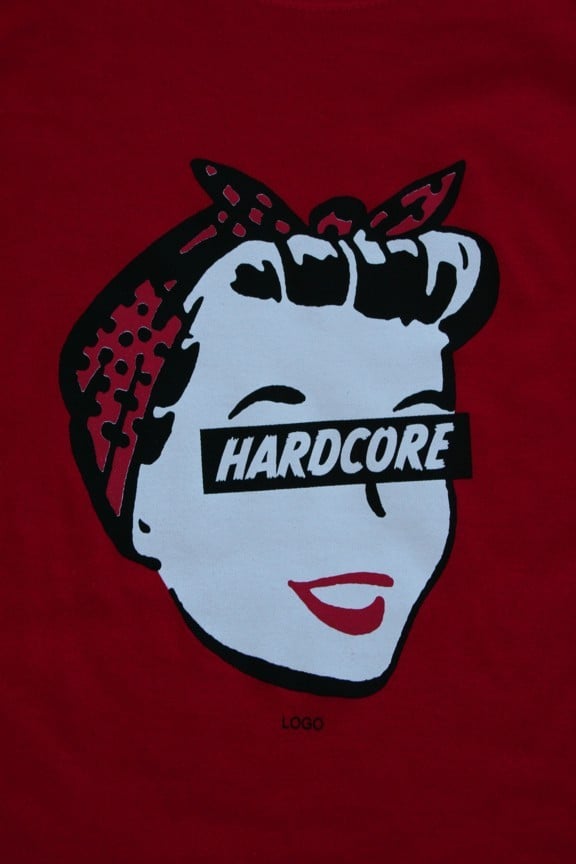 Hardcore Housewife Ladies Red Hard Core Logo 3082