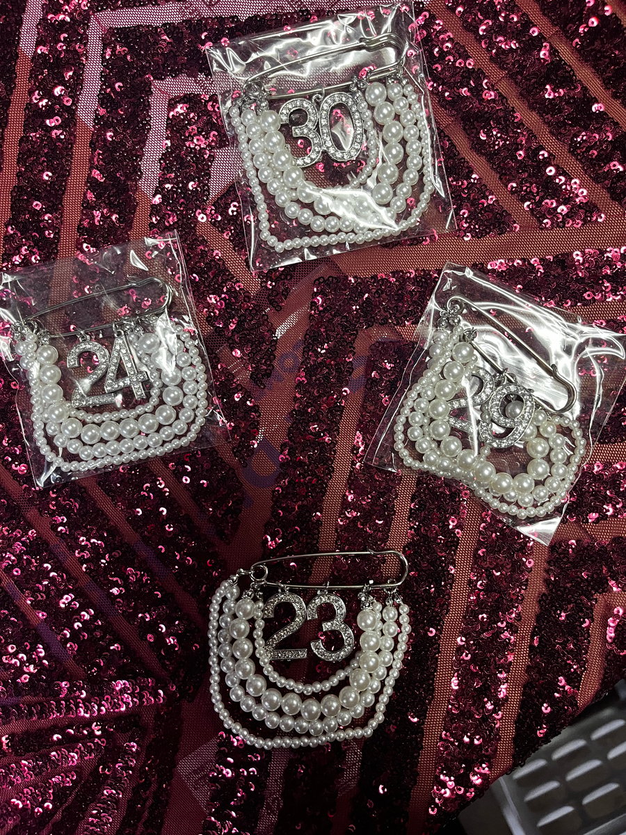 PEARL NUMBER BROOCHES | Sorority Girl
