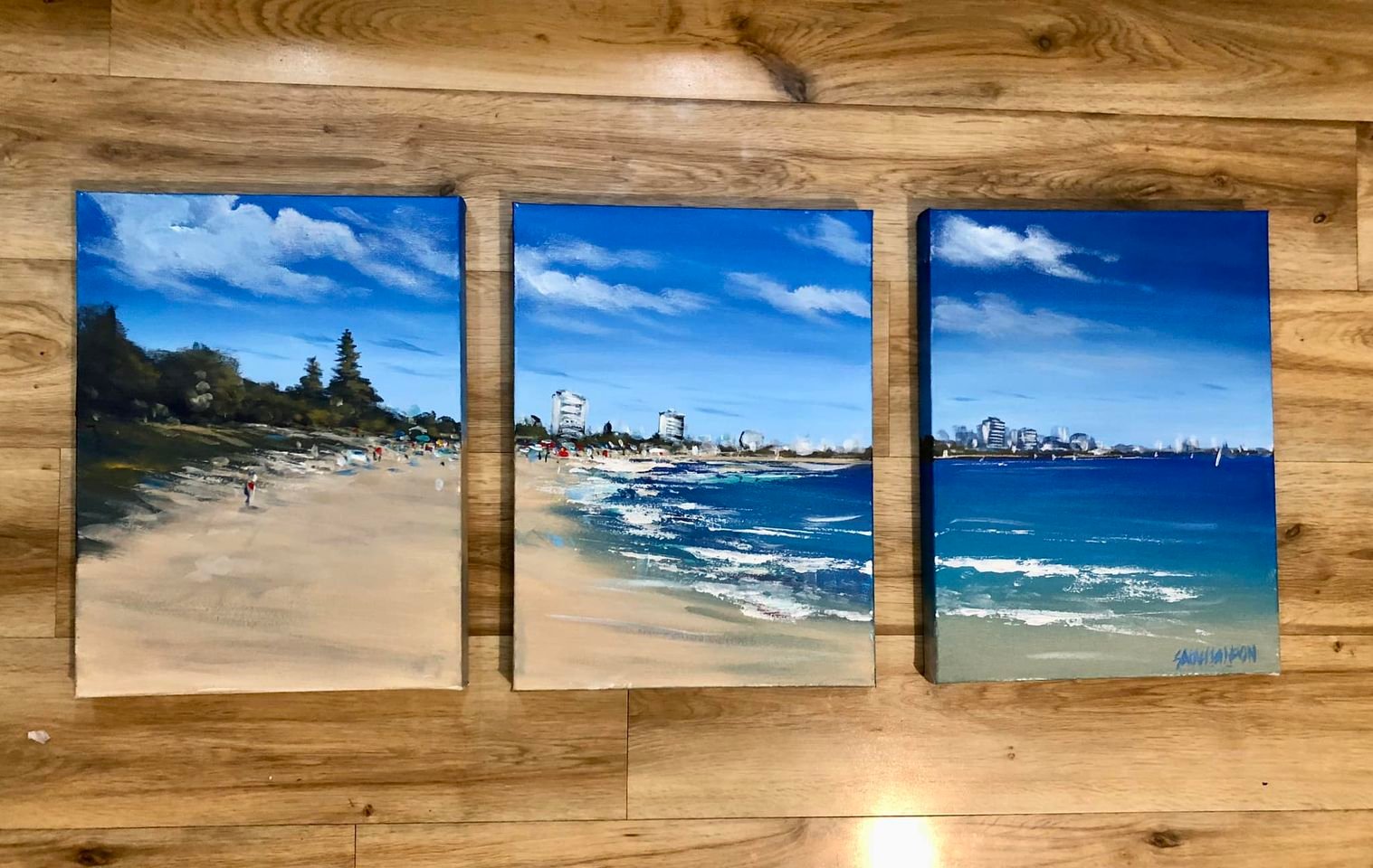Original Art 'Holiday Season in Mooloolaba' Triptych | Sarah Lawson ...