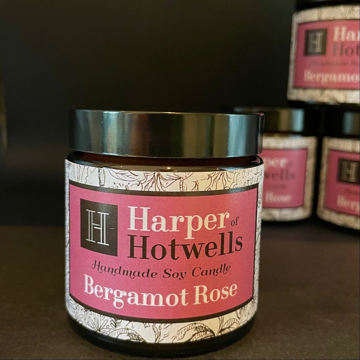 BERGAMOT ROSE CANDLE IN AN AMBER GLASS JAR | Harper of Hotwells