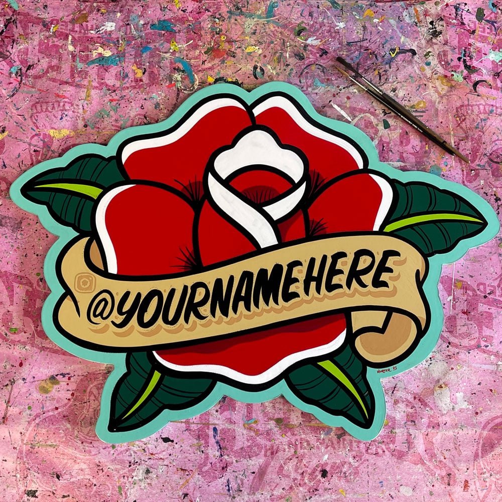 Personalized- Rose follow me sign | Hurfer Hand Painted