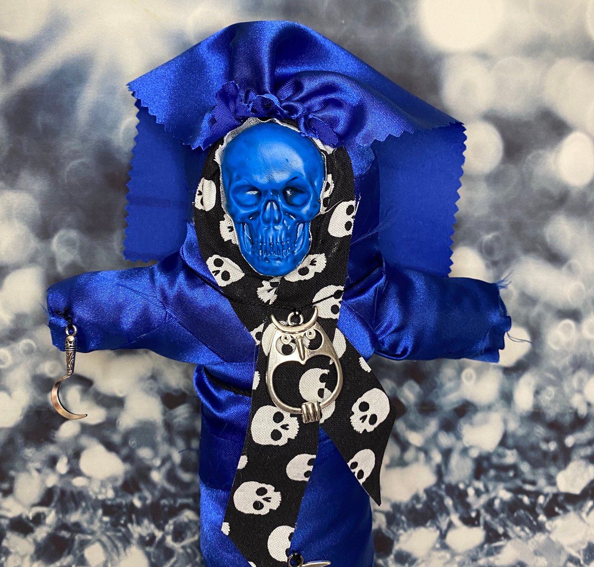 Blue Santa Muerte Altar Doll for Wisdom by Ugly Shyla | uglyshyla