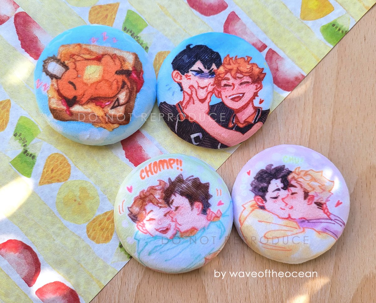 HQ!! and CSM Squishy Plush Fabric Pinback Buttons | waveoftheocean