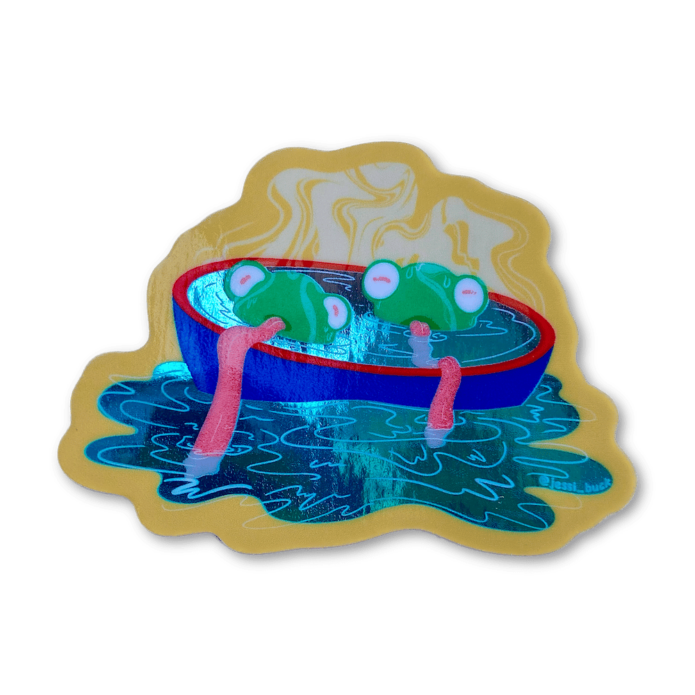 Bathhouse Frogs Chrome Sticker | Shrug Studio