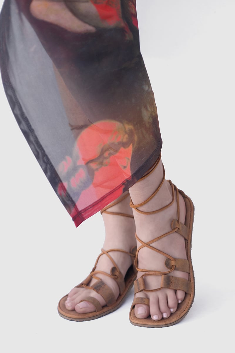 Terra - Lace up leather sandals in Brown | The Drifter Leather handmade ...