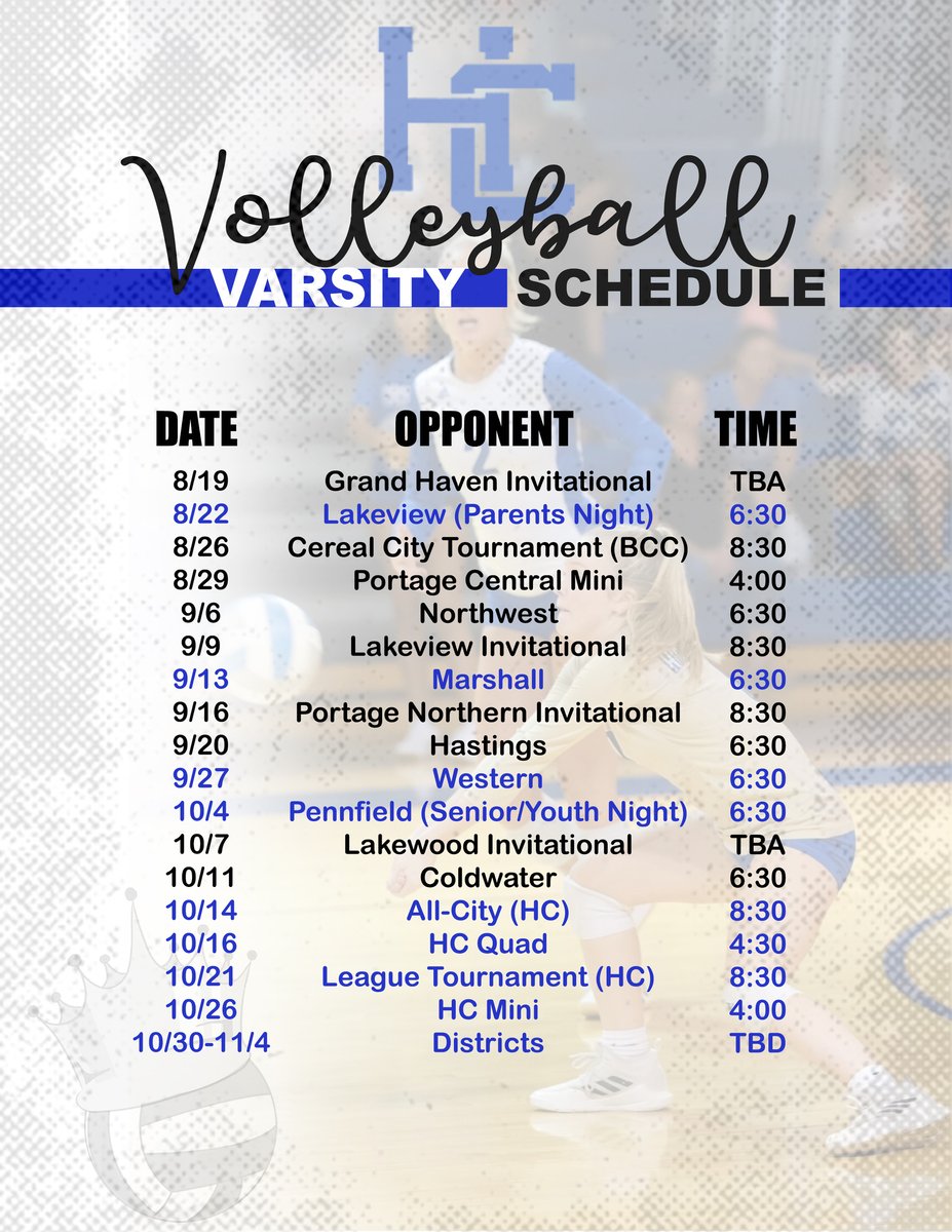 HCVB Schedules | Paper Fox Prints