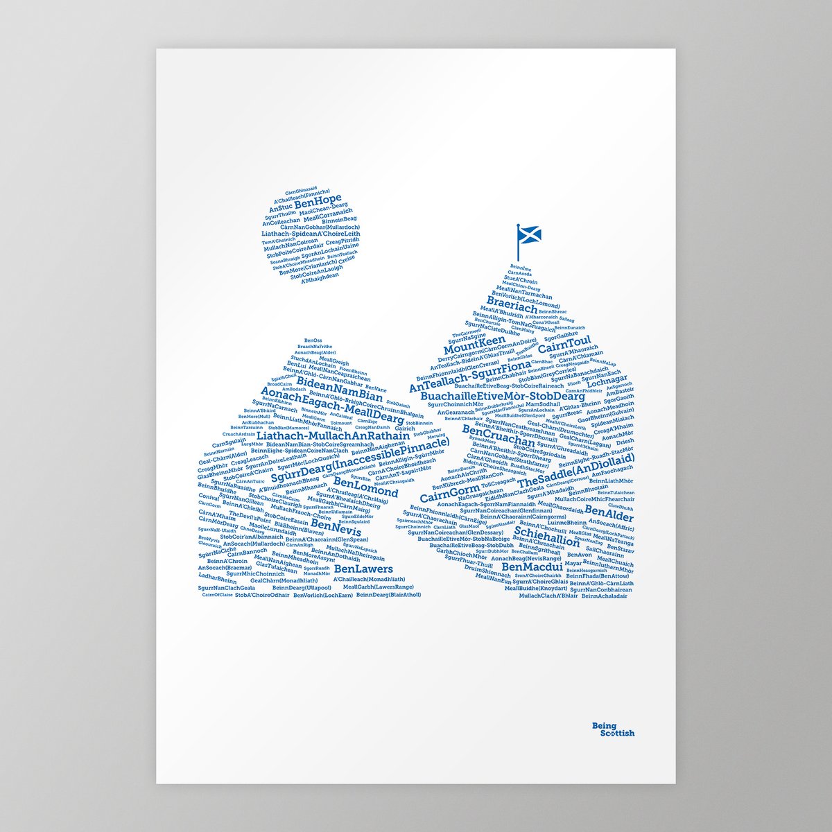 Scottish 282 Munros A3 print | Being Scottish
