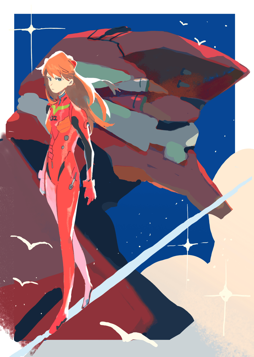 A5 - NGE Asuka Art Print | LaweyD