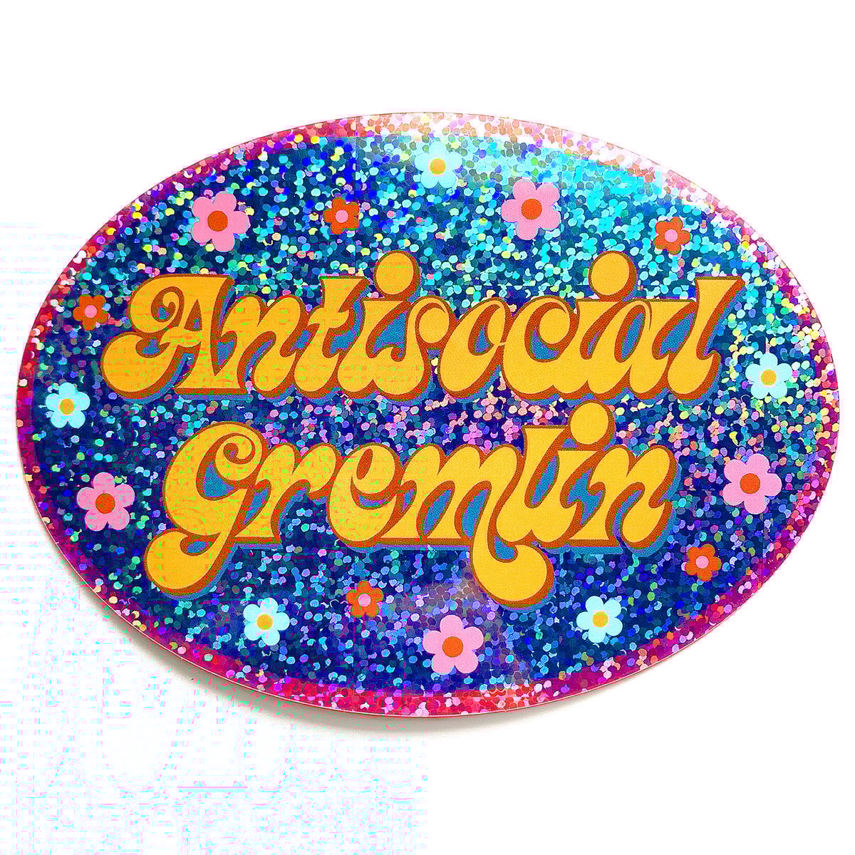 Antisocial Gremlin Glitter Sticker | krystan saint cat