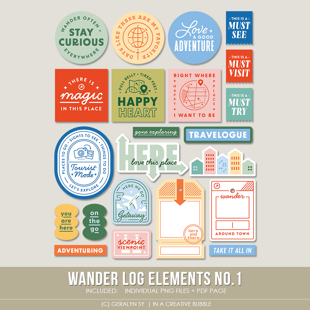 Wander Log Elements No.1 (Digital) | In a Creative Bubble