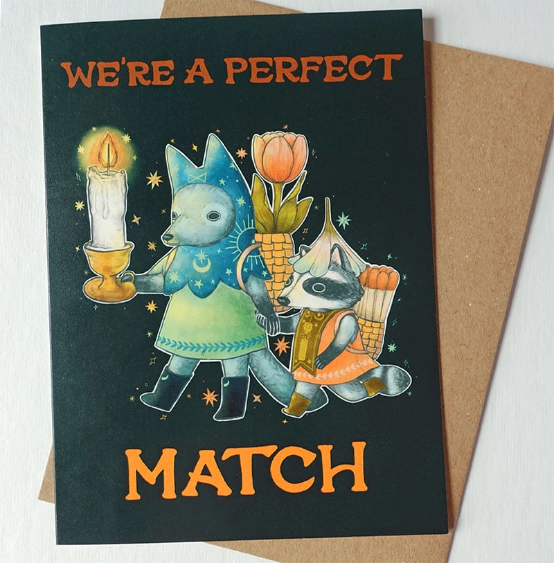 We're a Perfect Match Card | Marika Paz Illustration