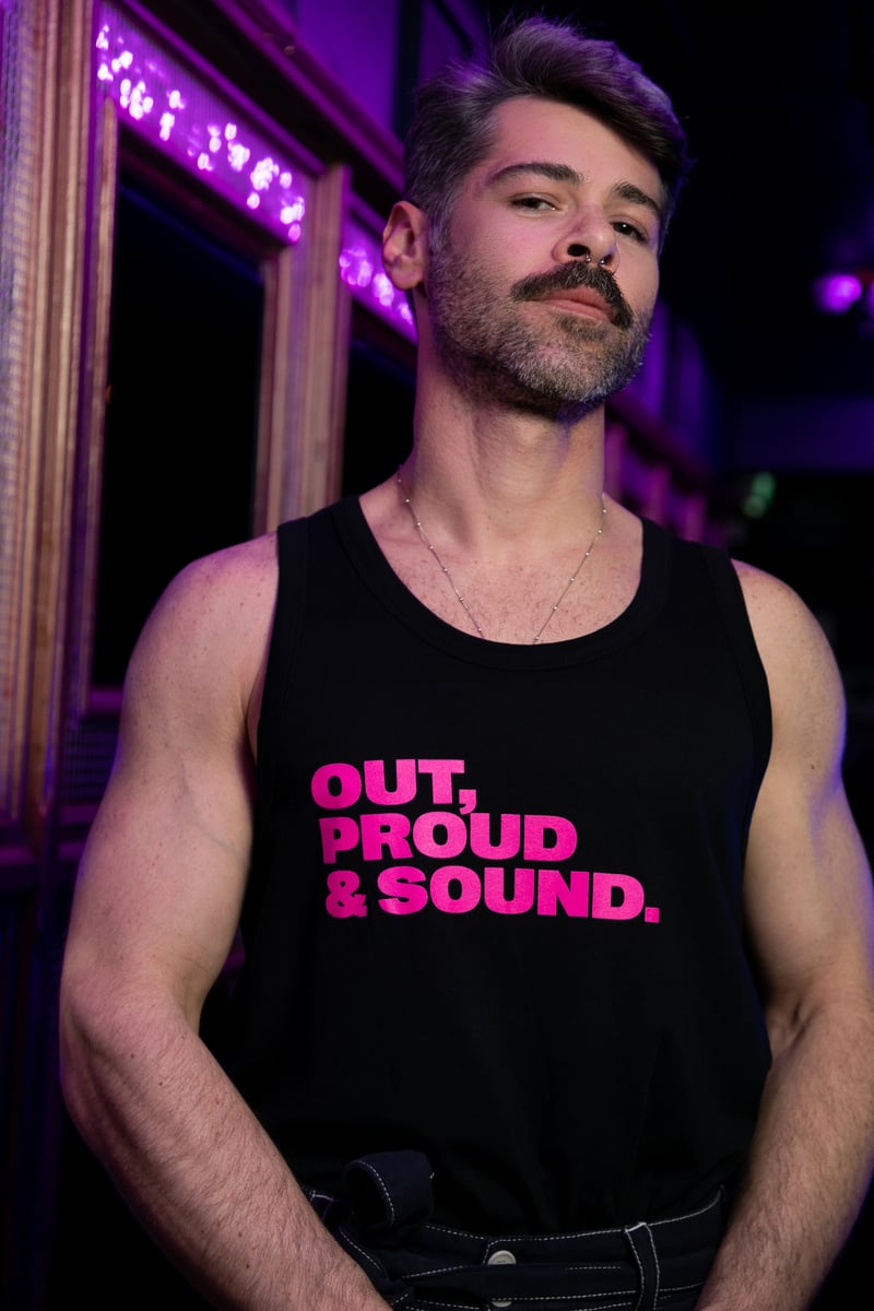 OUT, PROUD & SOUND Tank top (Black) | GCN shop