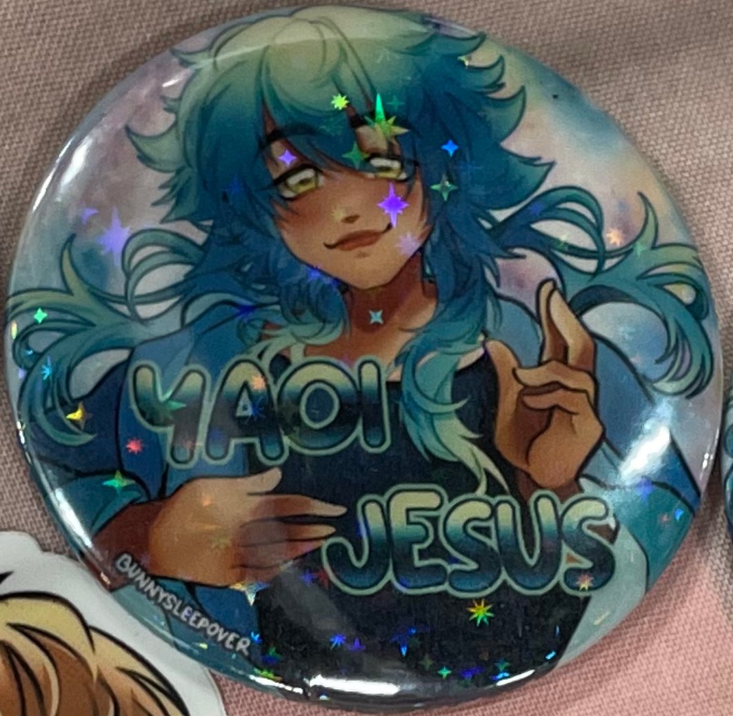 Yaoi Jesus Sparkle Holographic Button | bunnysleepover