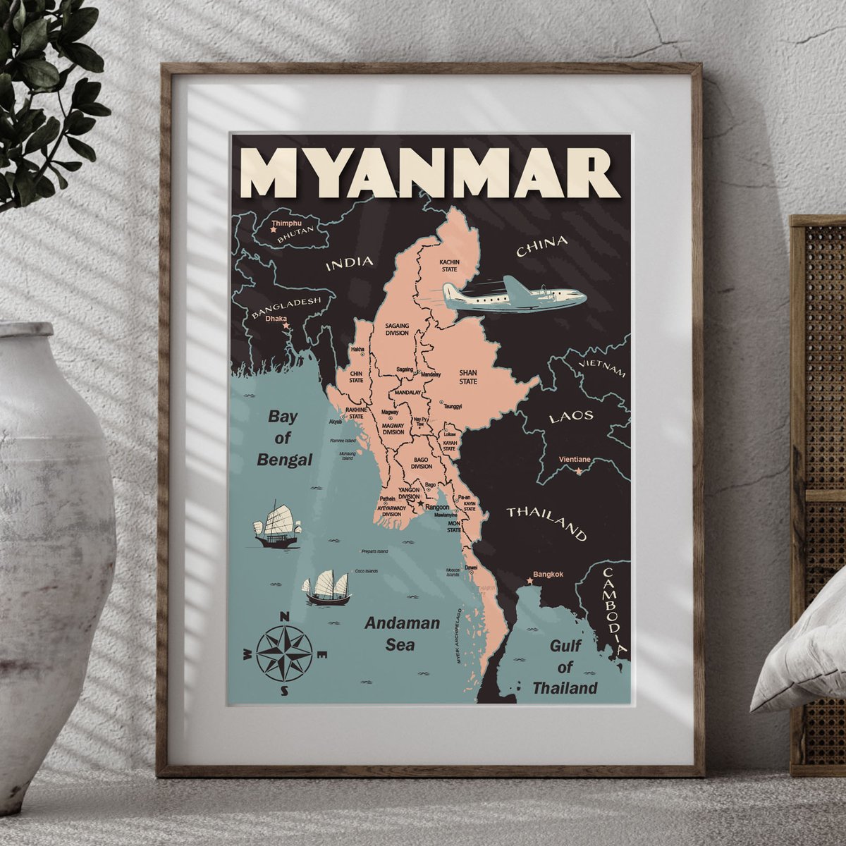 Vintage Souvenirs Myanmar - Posters, Maps & Magnets | Vintage Poster