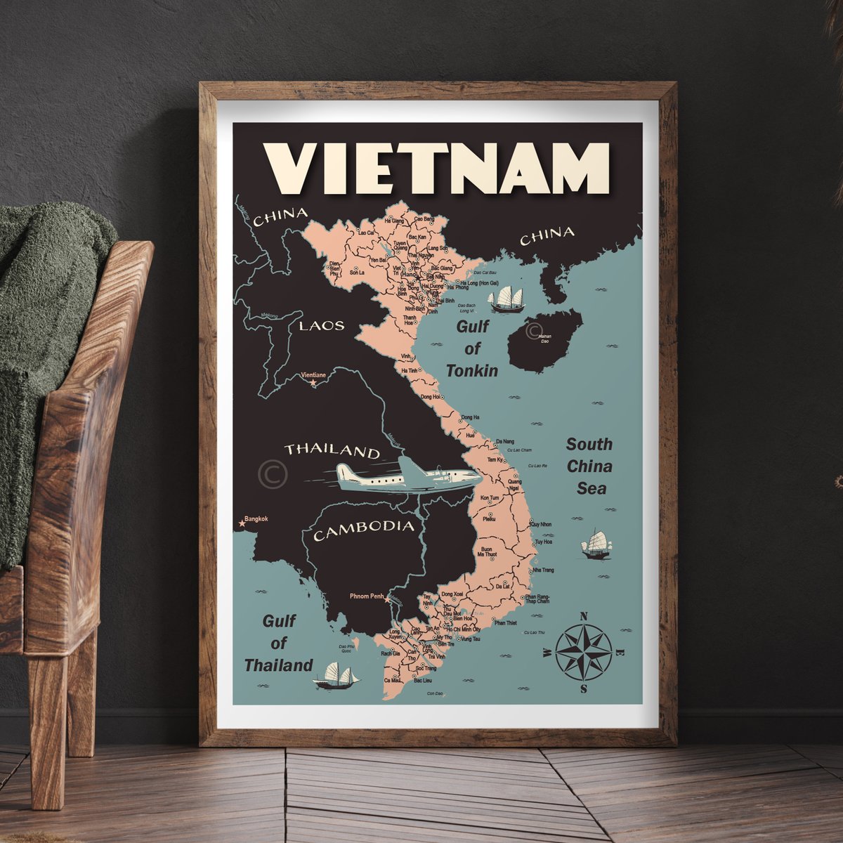 Vintage Souvenirs Vietnam - Posters & Maps | Vintage Poster