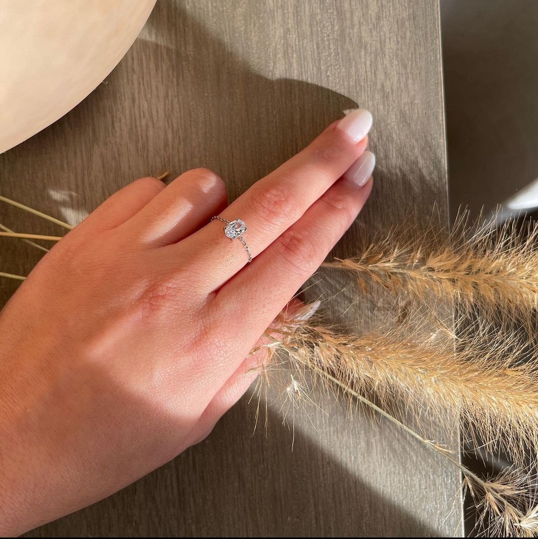 oval silver chain ring 鹅蛋形链条银戒 | Silver Luna Studio