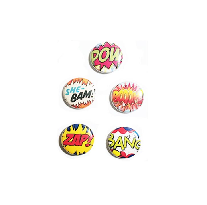 Comic Book Expressions | Elastic Heart Buttons