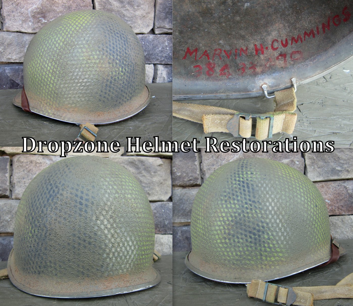 WWII M1 Fixed bale 517th PRCT Airborne Helmet & Liner Shrimp Netting ...
