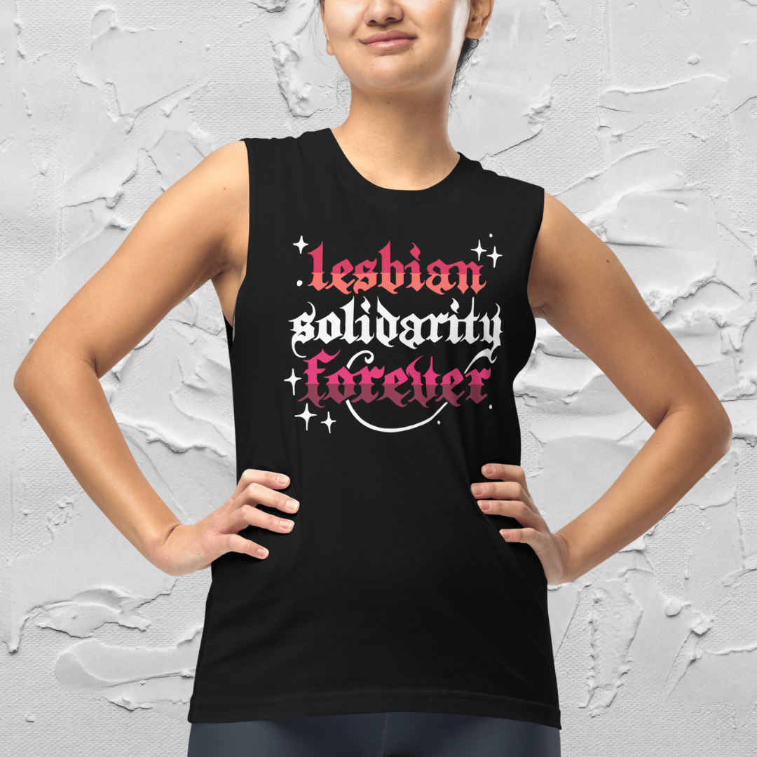Lesbian Solidarity Forever Calligraphy Unisex Tank | Sofftpunk