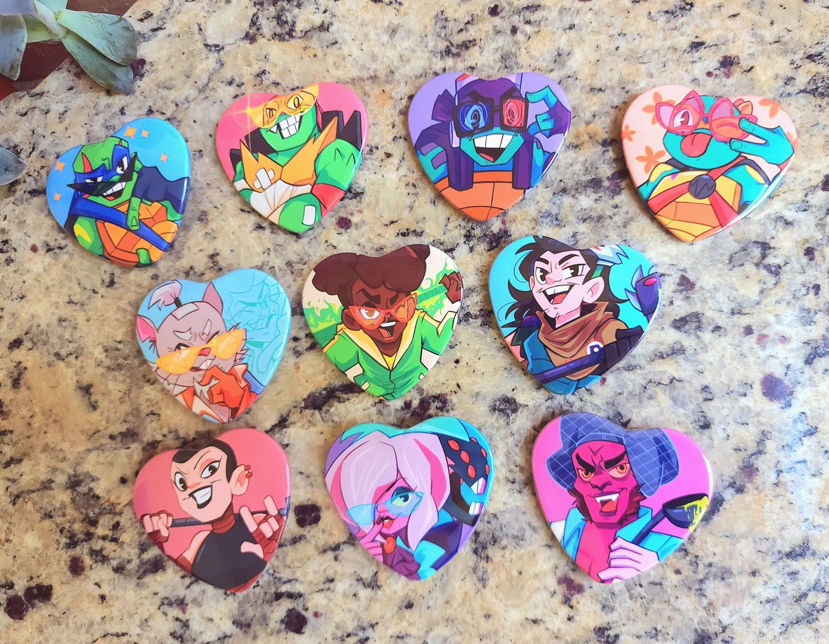 Rise TMNT Heart Buttons 2.2" | Hoo? It's Claire