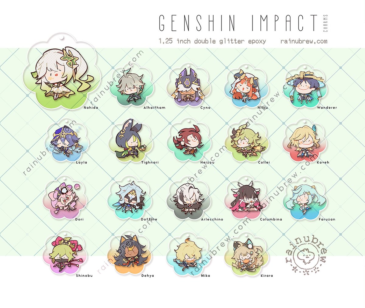 Genshin Impact - Set 4 | 1.25" Gacha Charms | rainubrew